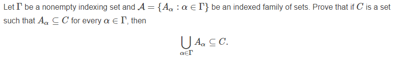 Solved Let I be a nonempty indexing set and A = {Aq:a e l'} | Chegg.com