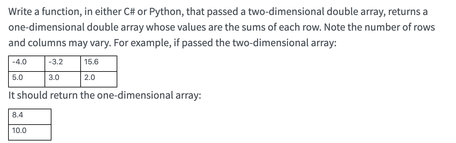 Solved Write a function, in either C# or Python, that passed | Chegg.com