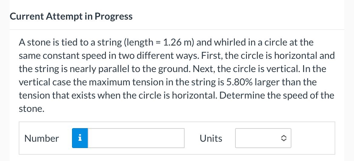 Solved A stone is tied to a string (length =1.26 m ) and | Chegg.com