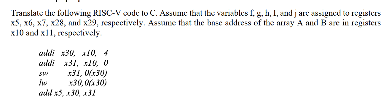 Translate the following RISC-V code to C. Assume that | Chegg.com
