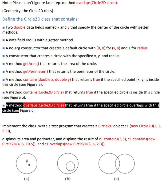 Solved (Geometry: the Circle2D class) using Java netBeans | Chegg.com Solved (Geometry: the Circle2D class) using Java netBeans | Chegg.com
