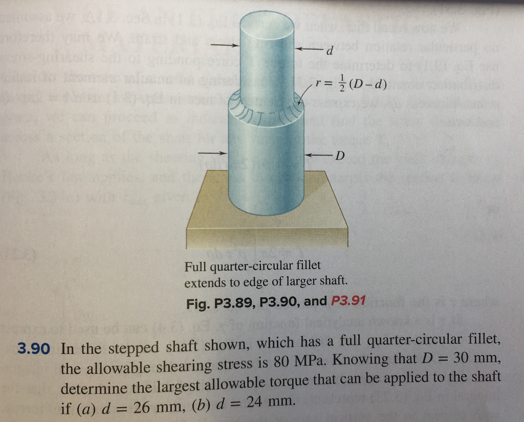 Solved - d r = {(D-d) Full quarter-circular fillet extends | Chegg.com