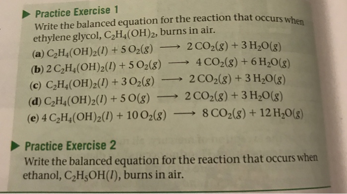 Solved Practice Exercise1 Write the balanced equation for | Chegg.com