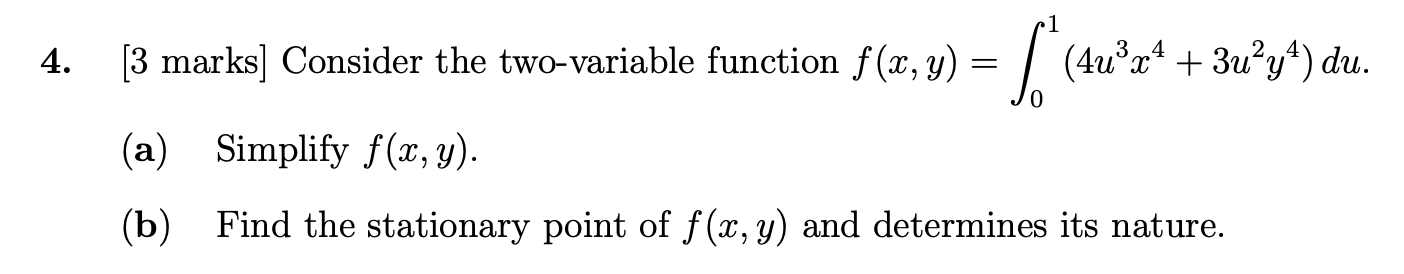 Solved 4. [3 marks] Consider the two-variable function | Chegg.com