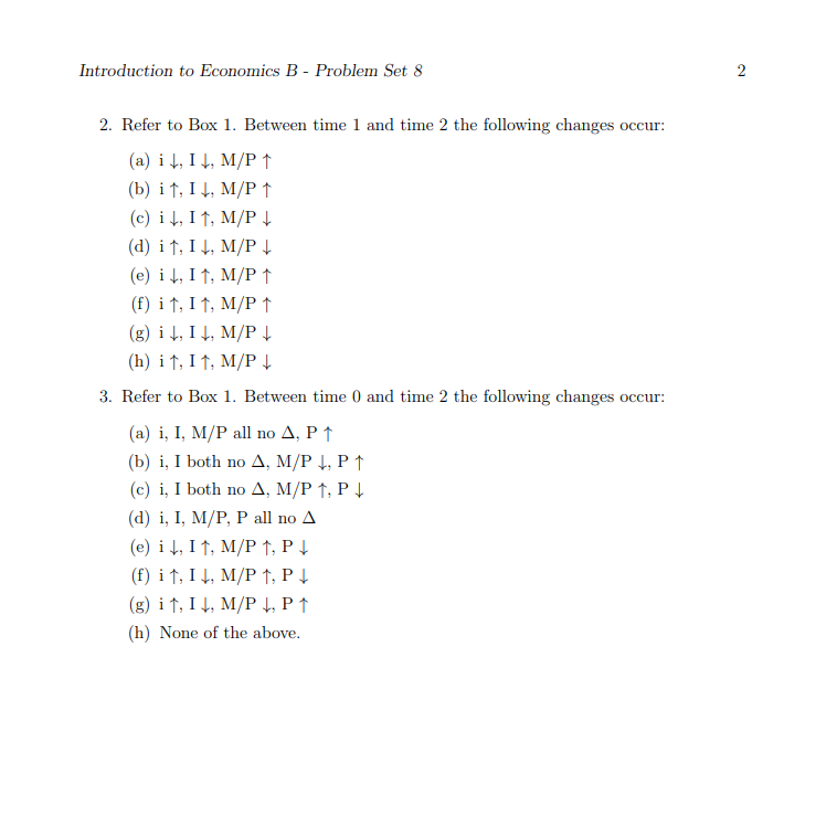 Solved Introduction to Economics B - Problem Set 8 1 Box 1 | Chegg.com