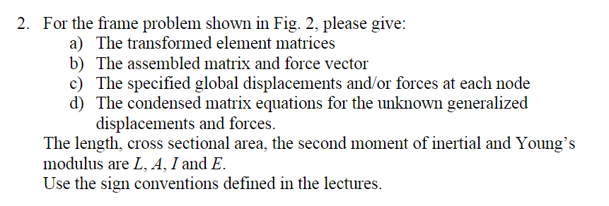 Solved M Ma fo TV Figure 2 2. For the frame problem shown | Chegg.com