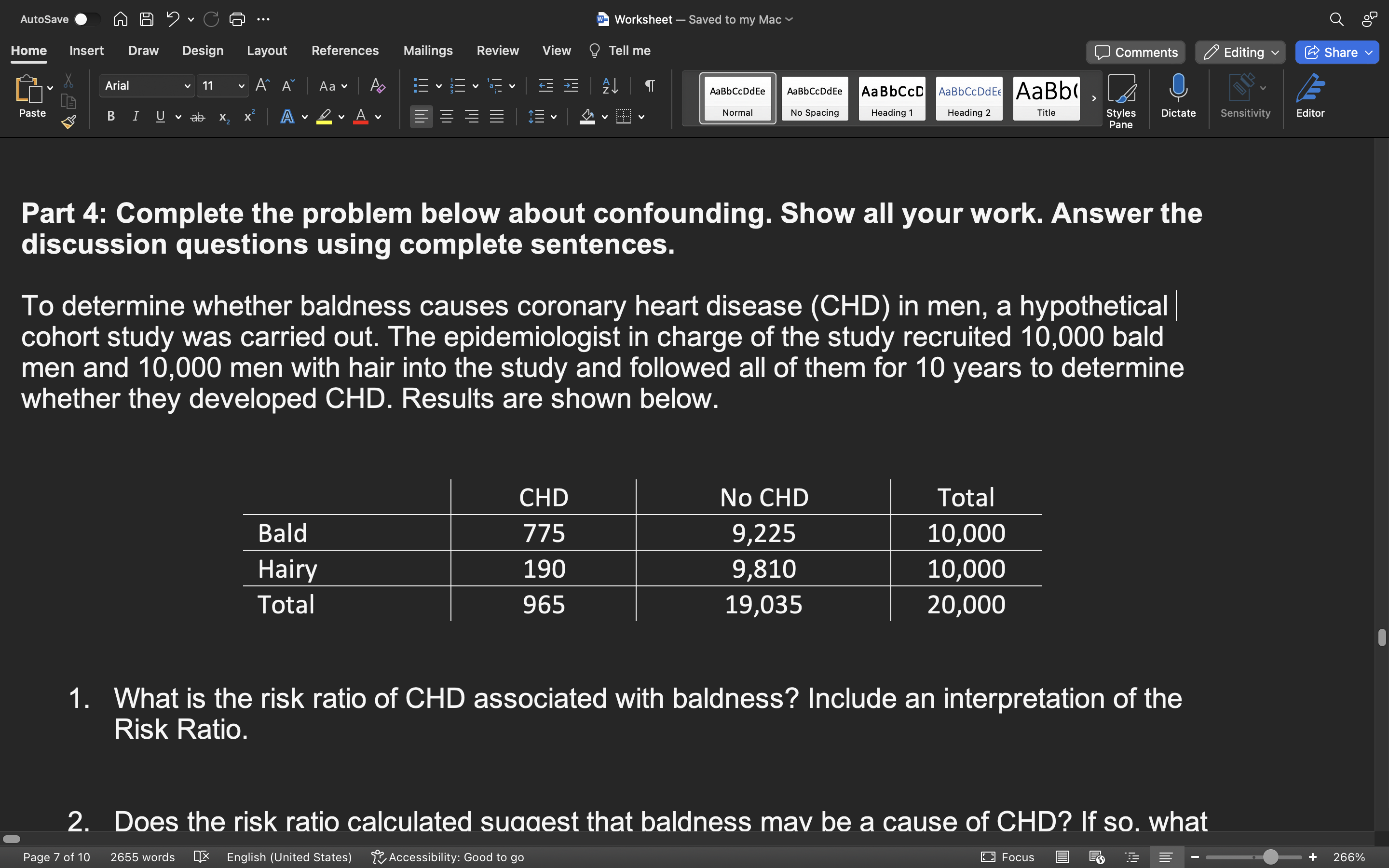 Part 4: Complete the problem below about confounding. | Chegg.com