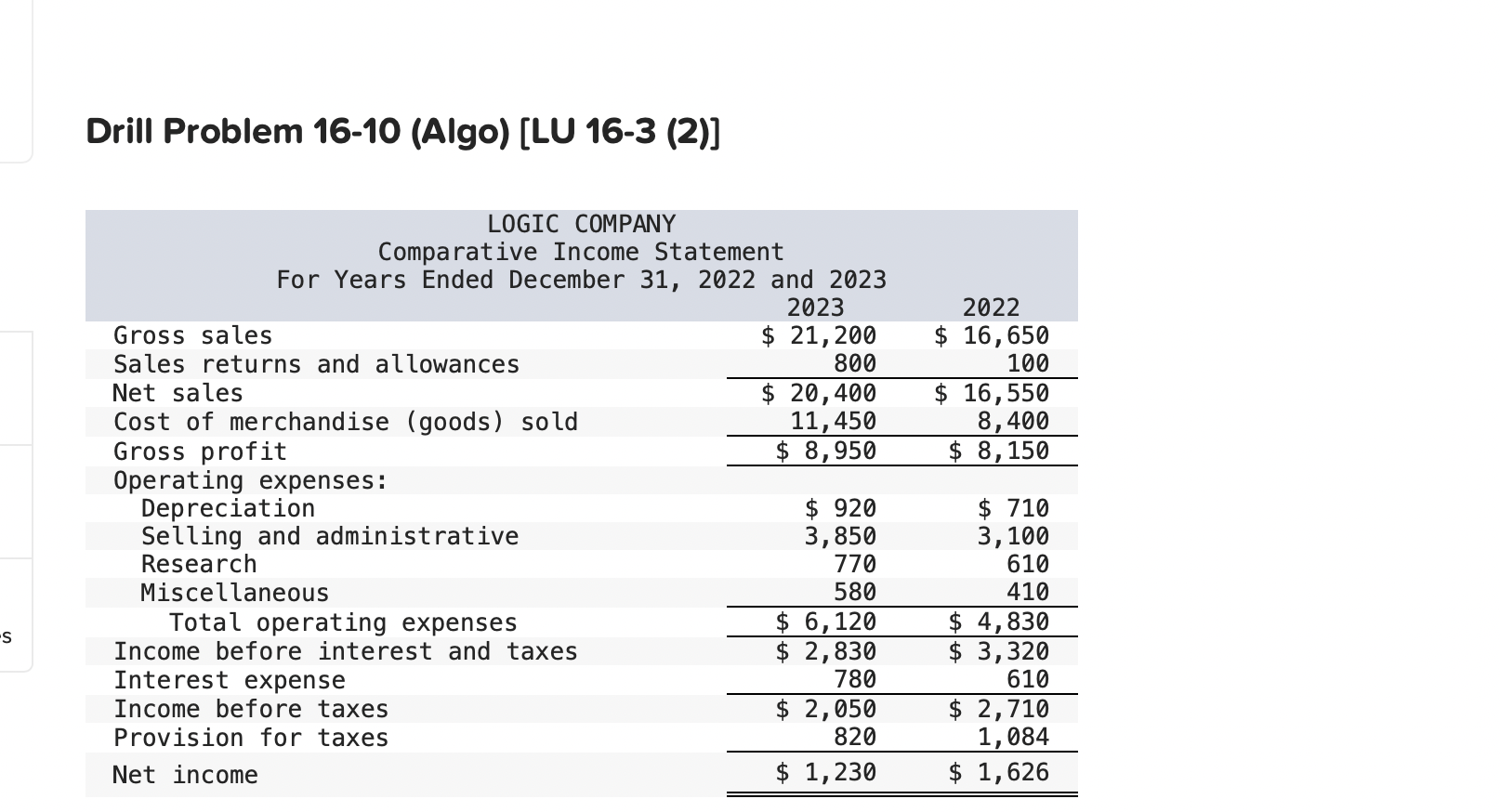 Solved Drill Problem 16-10 (Algo) [LU 16-3 (2)] Calculate | Chegg.com