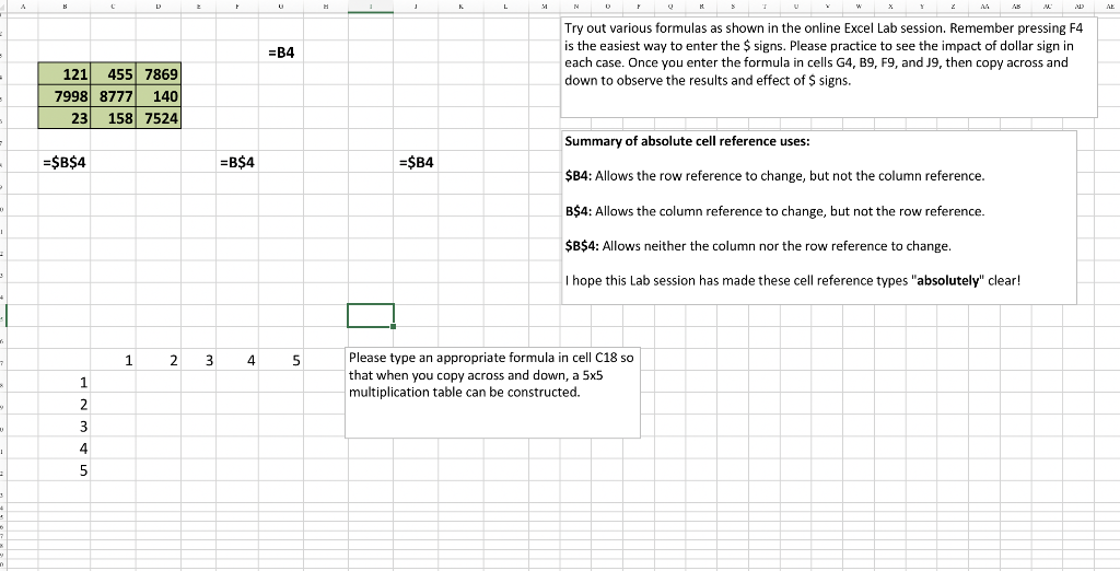 Solved =B4 Try out various formulas as shown in the online | Chegg.com