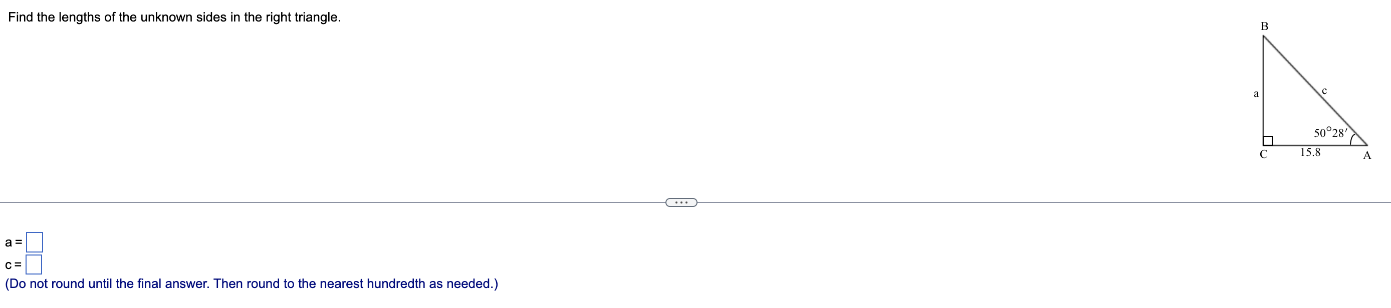 Solved Find the lengths of the unknown sides in the right | Chegg.com