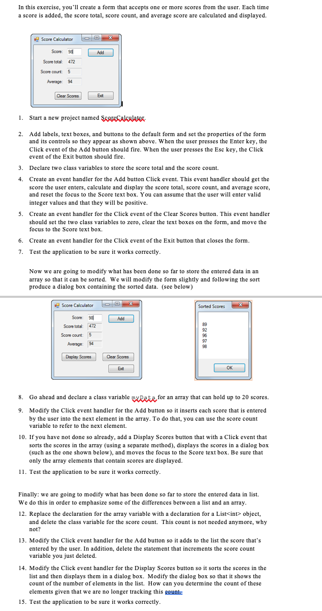 Solved Need help in making this C# program using visual | Chegg.com