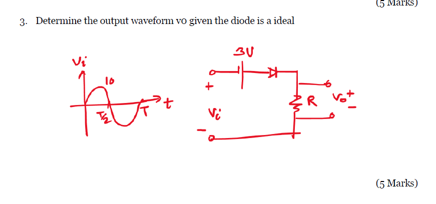 Solved (5 Marks) 3. Determine the output waveform vo given | Chegg.com