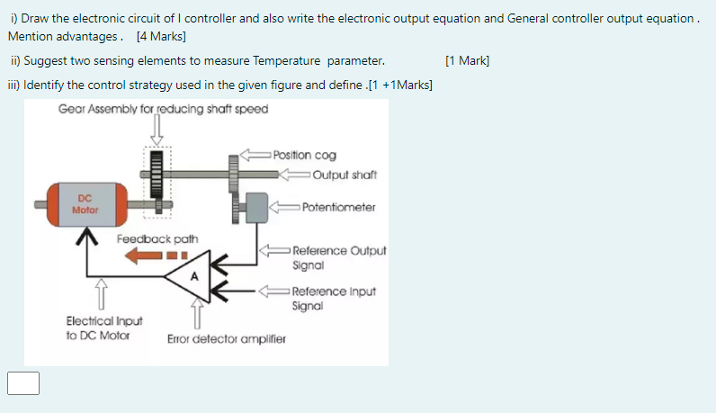 Solved i) Draw the electronic circuit of I controller and | Chegg.com