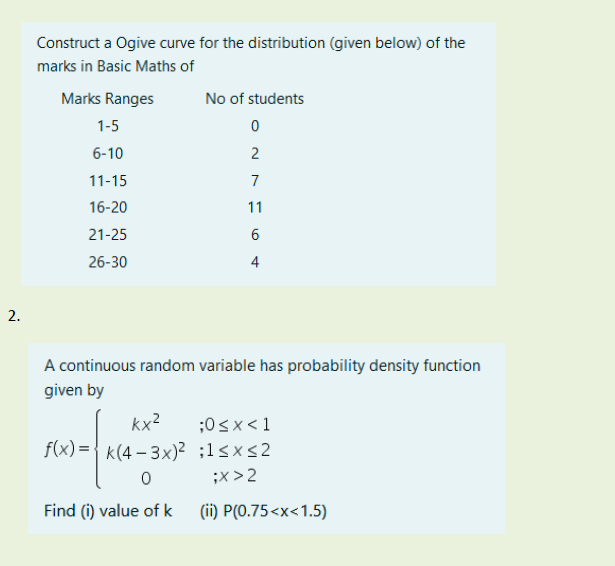 Solved Construct a Ogive curve for the distribution (given | Chegg.com
