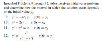 Solved In each of Problems 9 through 12, solve the given | Chegg.com