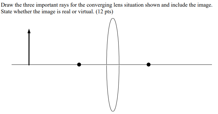 Solved Draw the three important rays for the converging lens | Chegg.com