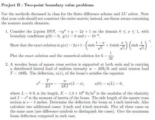Project B: Two-point boundary value problems Use the | Chegg.com