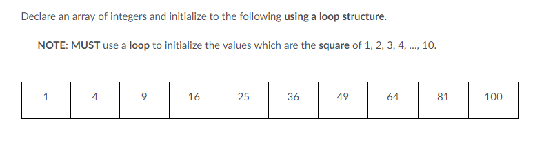 Solved Declare An Array Of Integers And Initialize To The
