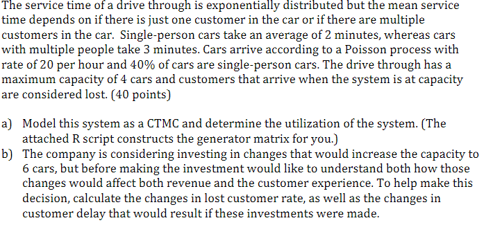Solved The service time of a drive through is exponentially | Chegg.com