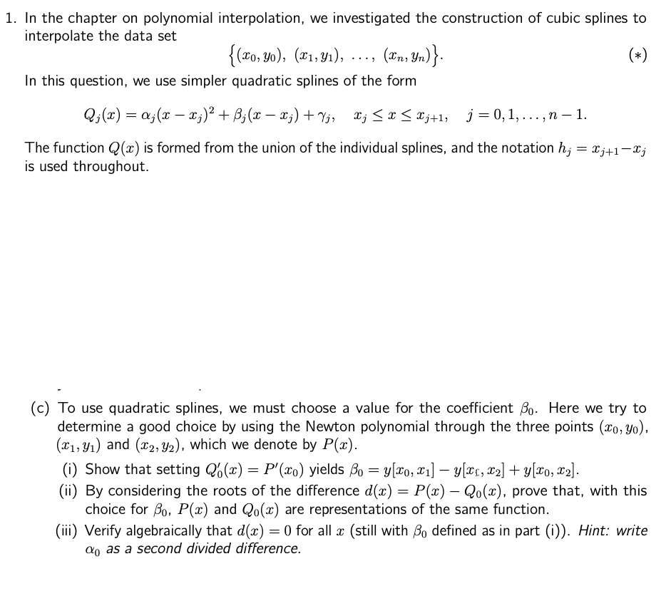 1. In the chapter on polynomial interpolation, we | Chegg.com