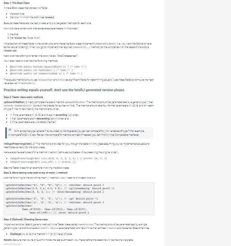 Solved Step 1: The Book ClassWrite a Book class tha: stores | Chegg.com