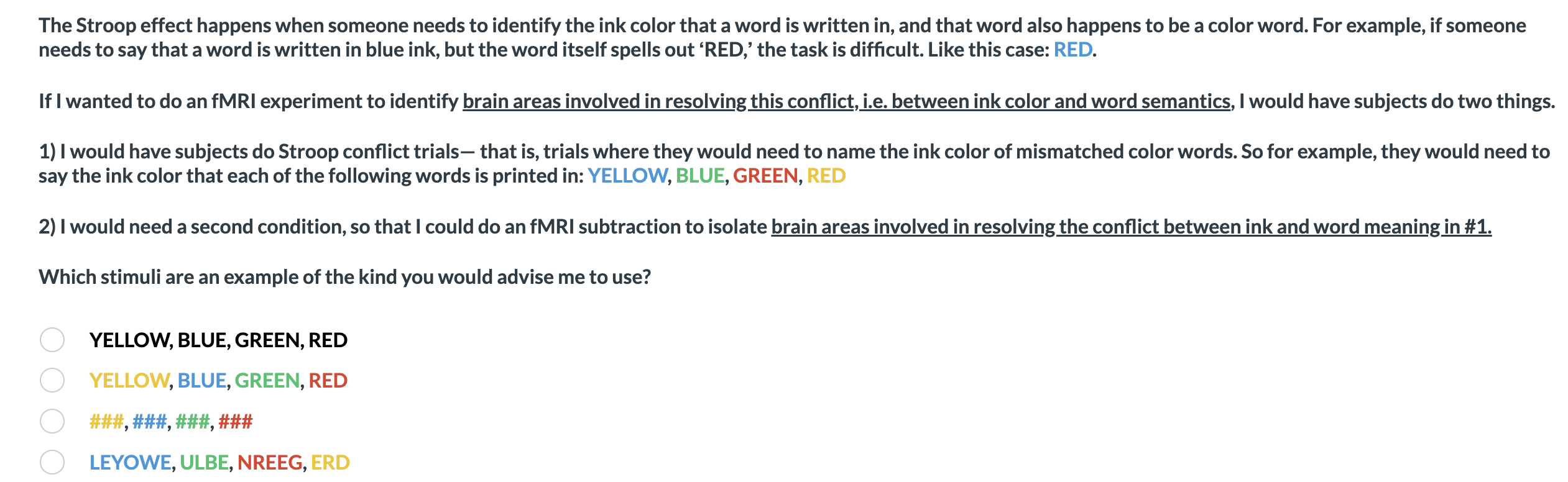 Solved The Stroop effect happens when someone needs to | Chegg.com