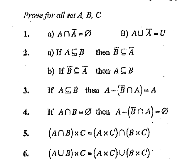 Solved Prove for all set A, B, C 1. a) ADĀ - 0 B) AUÃ RU a) | Chegg.com