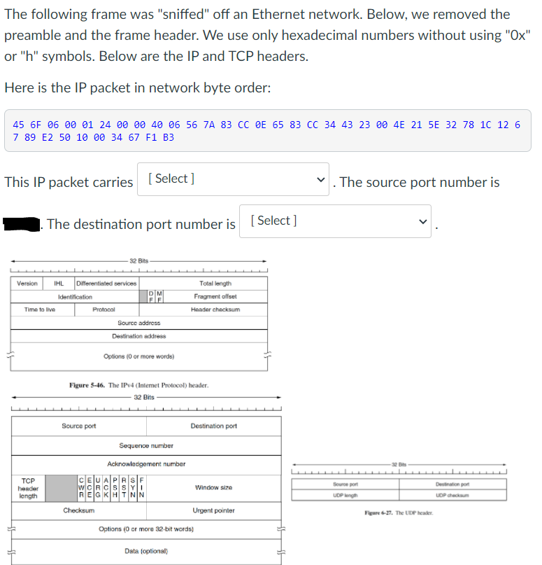 Solved How do I find the source port number and the | Chegg.com