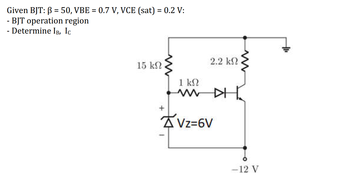 Solved Given BJT: β=50,VBE=0.7 V,VCE (sat )=0.2 V : - BJT | Chegg.com