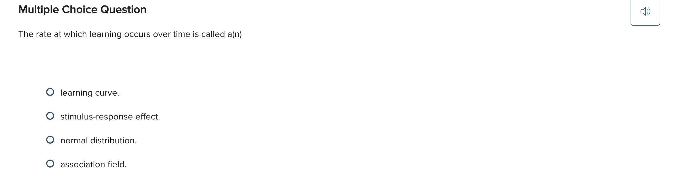 Solved Multiple Choice QuestionThe rate at which learning | Chegg.com