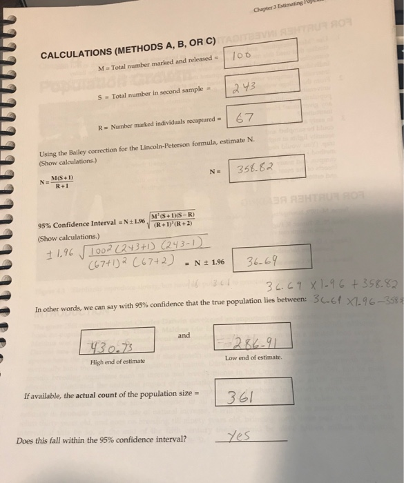 56 Chapter 3 Estimating Population Size Method A