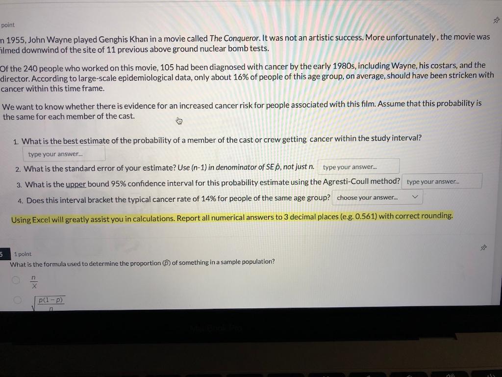 Solved 1955, John Wayne played Genghis Khan in a movie | Chegg.com