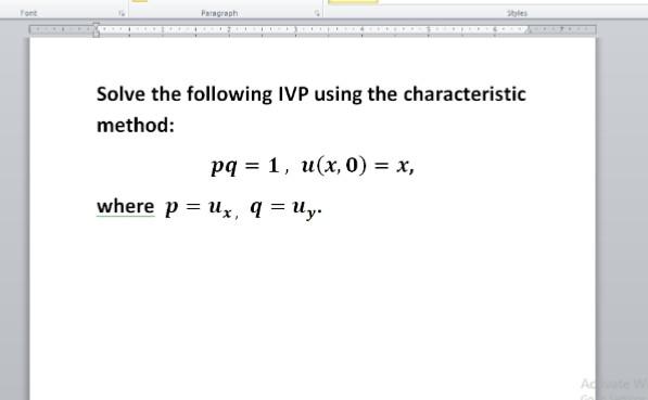 Solved Solve the following IVP using the characteristic | Chegg.com