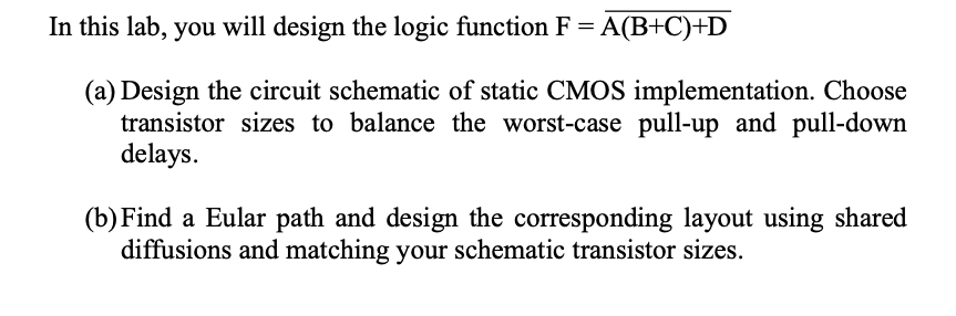 Solved In this lab, you will design the logic function F= | Chegg.com