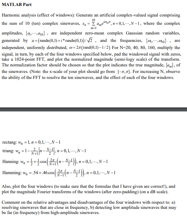 MATLAB Part 10 m=1 Harmonic analysis (effect of | Chegg.com