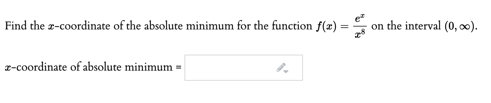 Solved Find the x-coordinate of the absolute minimum for the | Chegg.com