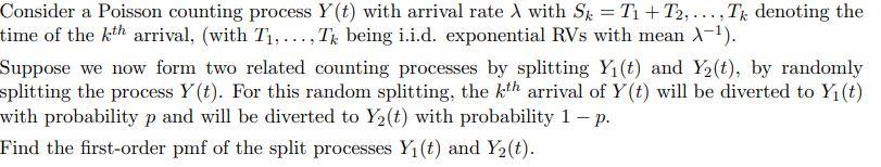 Consider a Poisson counting process Y(t) with arrival | Chegg.com