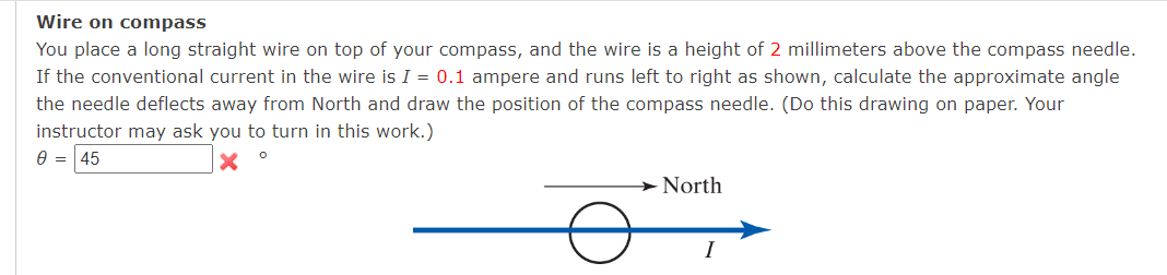 Solved Wire on compass You place a long straight wire on top | Chegg.com