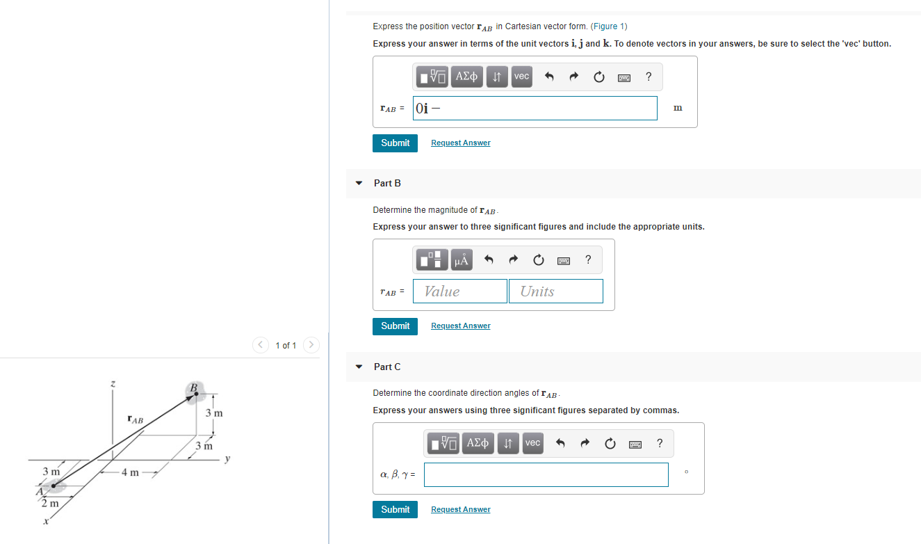 Solved Express the position vector AB in Cartesian vector | Chegg.com