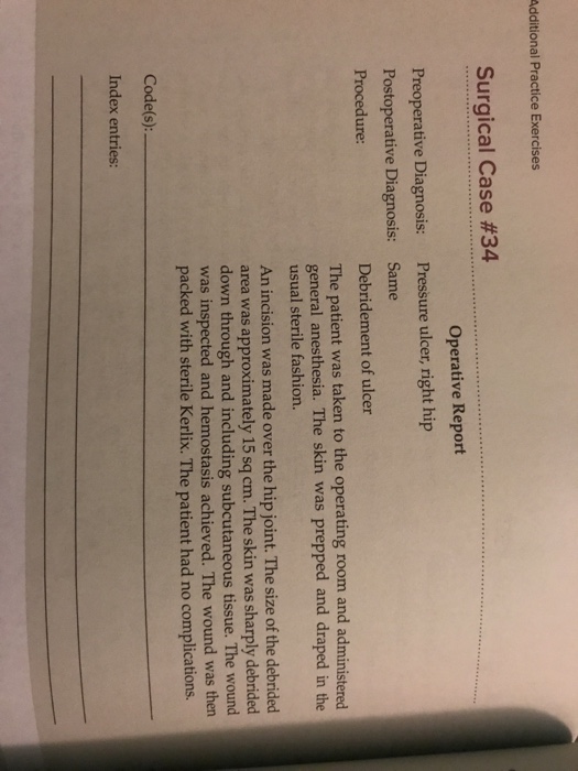 Solved Additional Practice Exercises Surgical Case #34 | Chegg.com