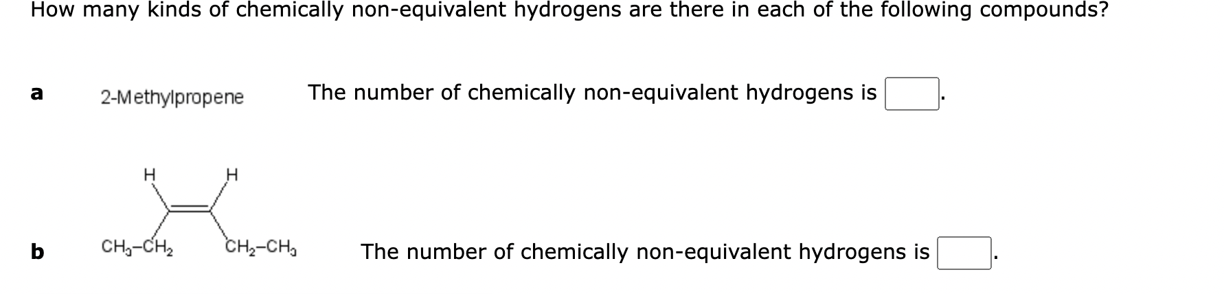 Solved How many kinds of chemically non-equivalent hydrogens | Chegg.com