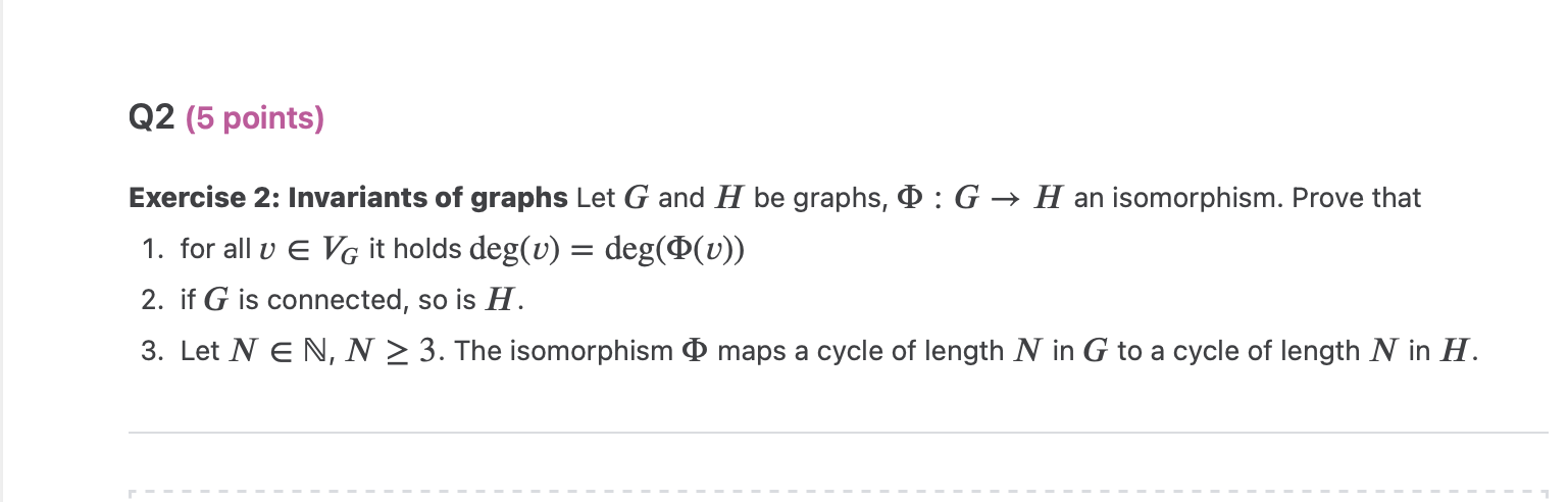 Solved Exercise 2: Invariants of graphs Let G and H be | Chegg.com