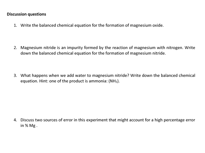 Solved Name: Data Table: Table 1. Mass data for magnesium | Chegg.com