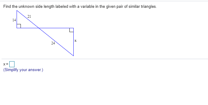 Solved Find the unknown side length labeled with a variable | Chegg.com