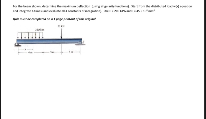 Solved For The Beam Shown Determine The Maximum Deflection