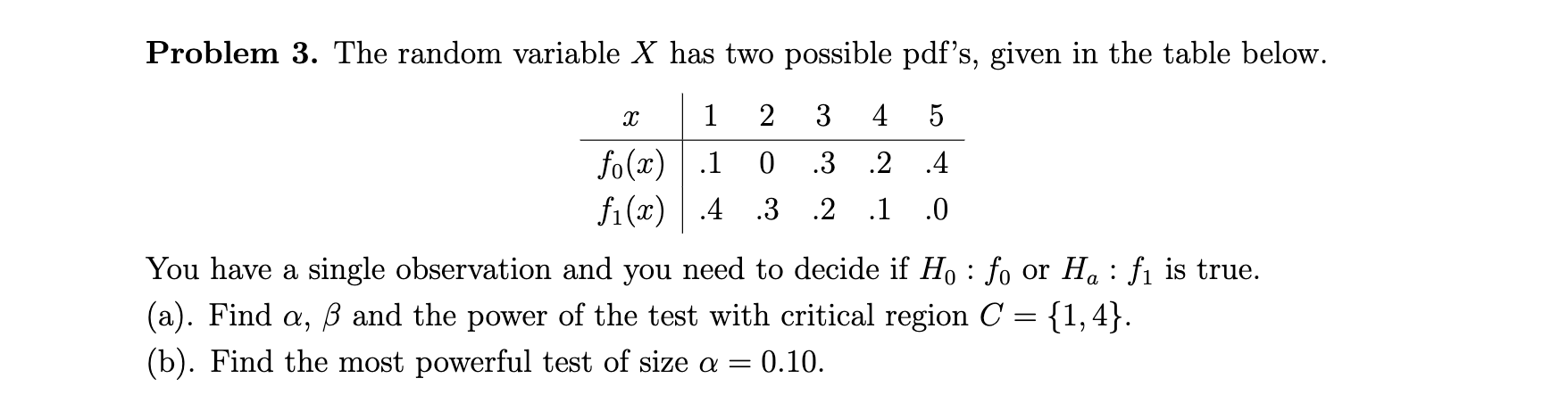 Solved Problem 3 The Random Variable X Has Two Possible 2935