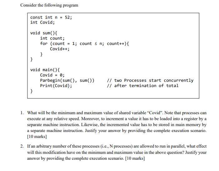 Solved Consider the following program const int n = 52; int | Chegg.com