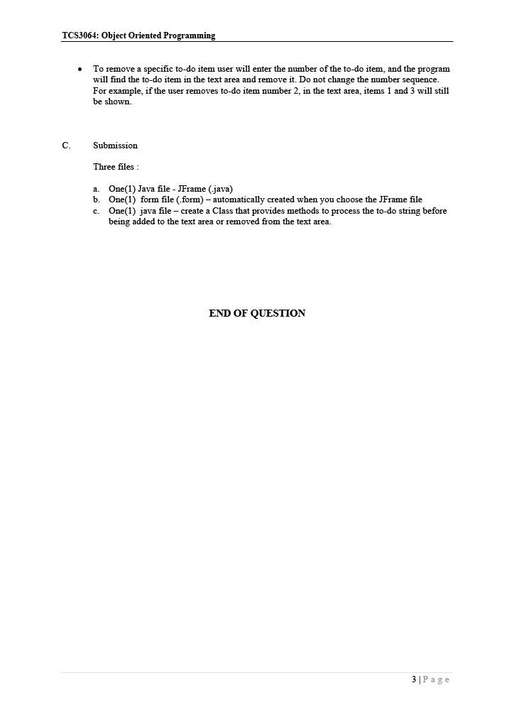 Solved TCS3064: Object Oriented Programming Instructions | Chegg.com