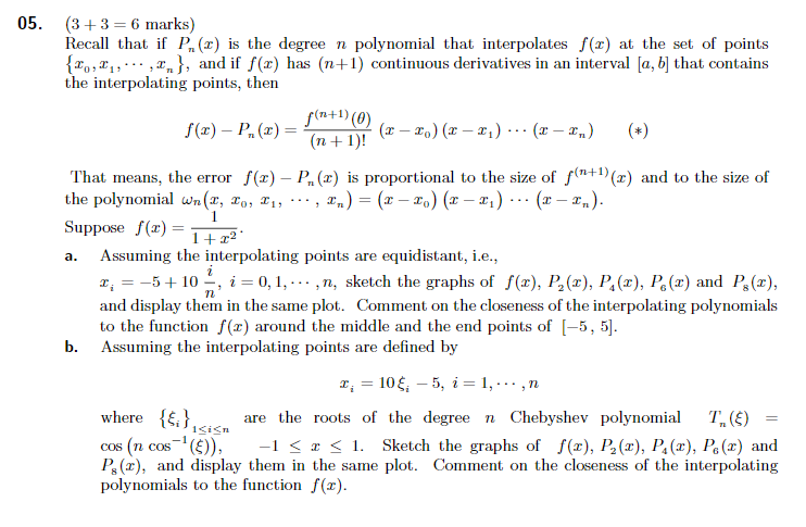 Solved (3+3=6 marks ) Recall that if Pn(x) is the degree n | Chegg.com ...