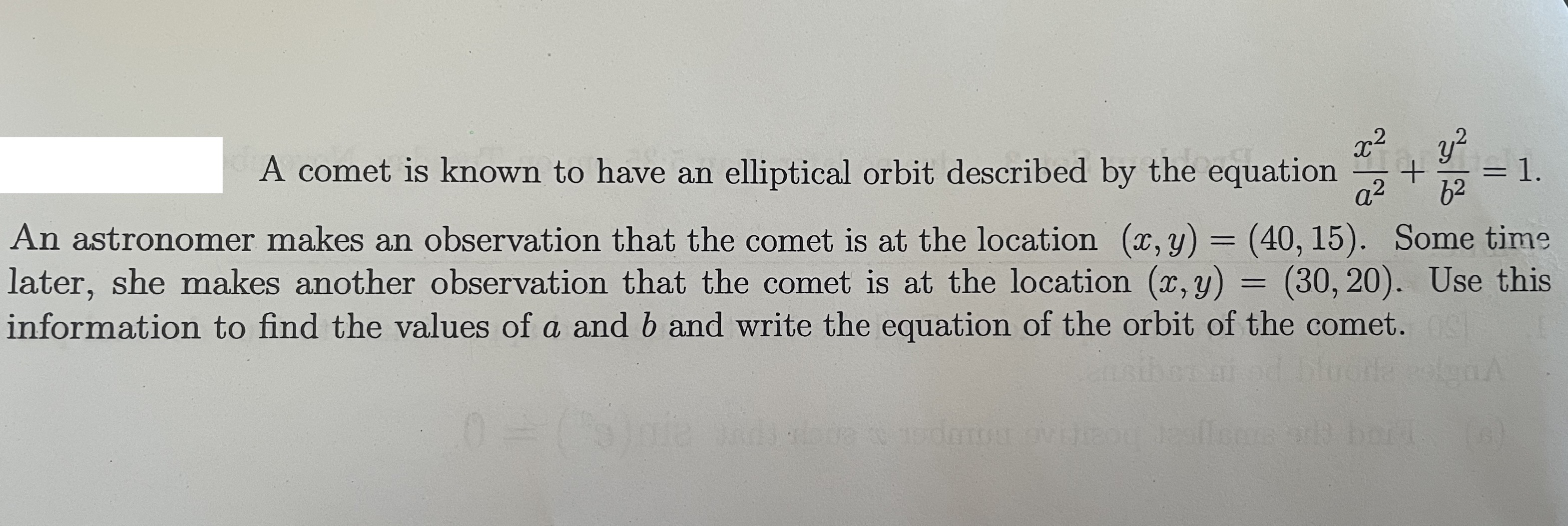 Solved A comet is known to have an elliptical orbit | Chegg.com